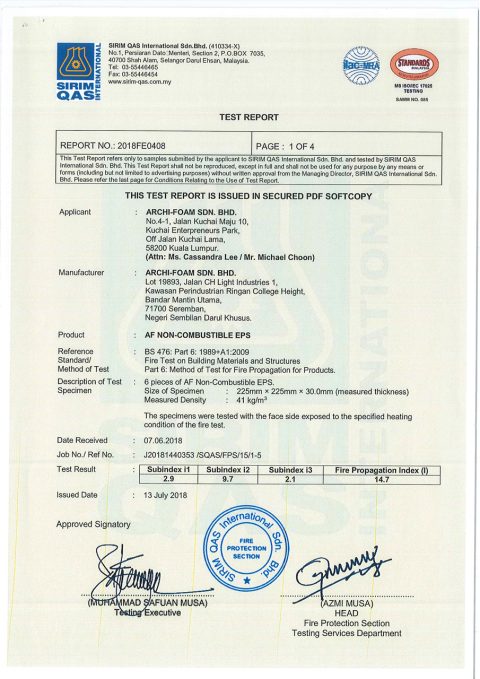 Testing Reports | Archi Foam Sdn Bhd